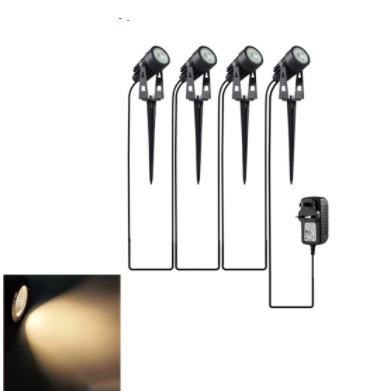 LED spot Wit: LED Tuinspots set van 4 Warm Wit Plug & Play